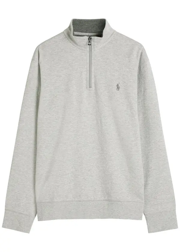 Polo Ralph Lauren Logo-embroidered Half-zip Sweatshirt - Light Grey