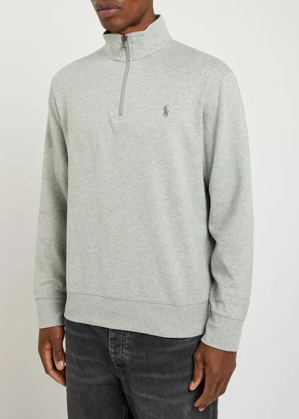 Polo Ralph Lauren Logo-embroidered Half-zip Sweatshirt - Light Grey
