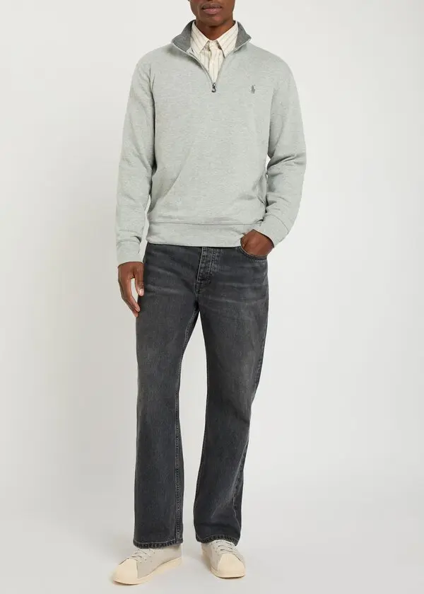 Polo Ralph Lauren Logo-embroidered Half-zip Sweatshirt - Light Grey