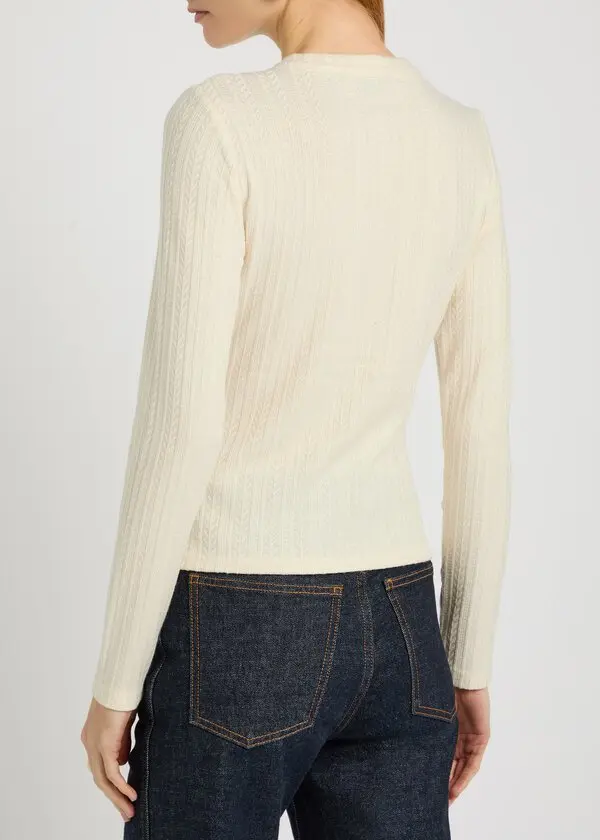 Veronica Beard Lira Pointelle Stretch-knit Cardigan - Ecru