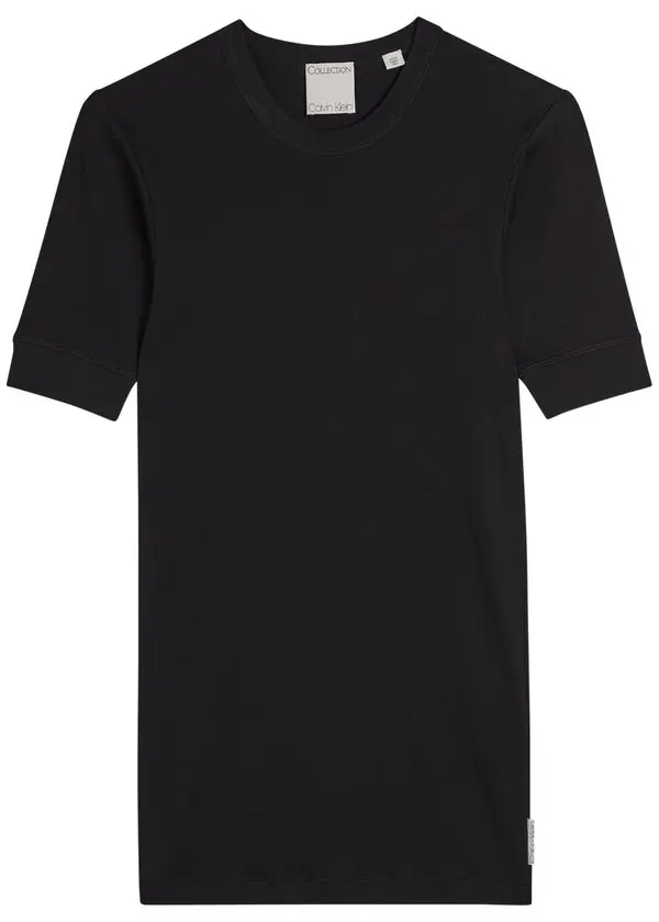 Calvin Klein Aubriella Ribbed Stretch-cotton T-shirt - Black