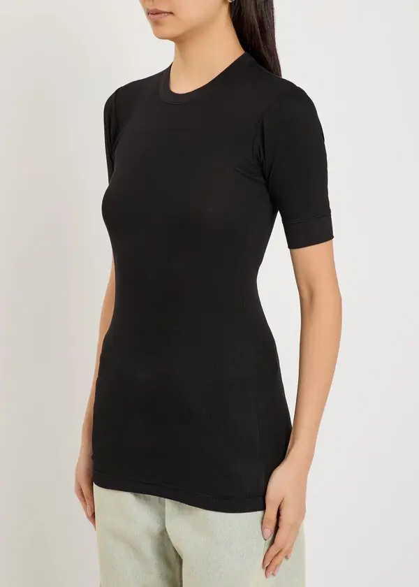 Calvin Klein Aubriella Ribbed Stretch-cotton T-shirt - Black