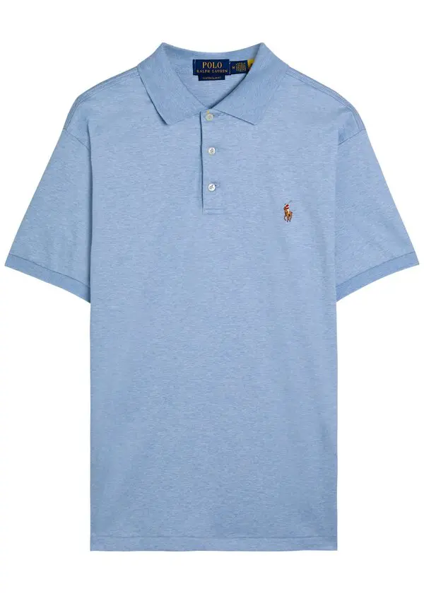 Polo Ralph Lauren Logo-embroidered Cotton Polo Shirt - Light Blue