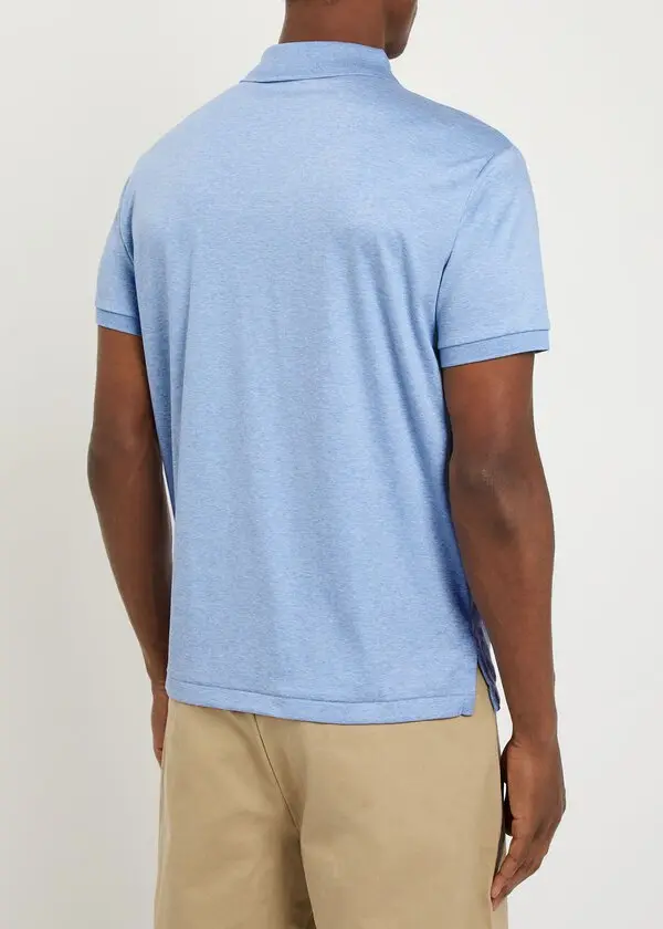 Polo Ralph Lauren Logo-embroidered Cotton Polo Shirt - Light Blue