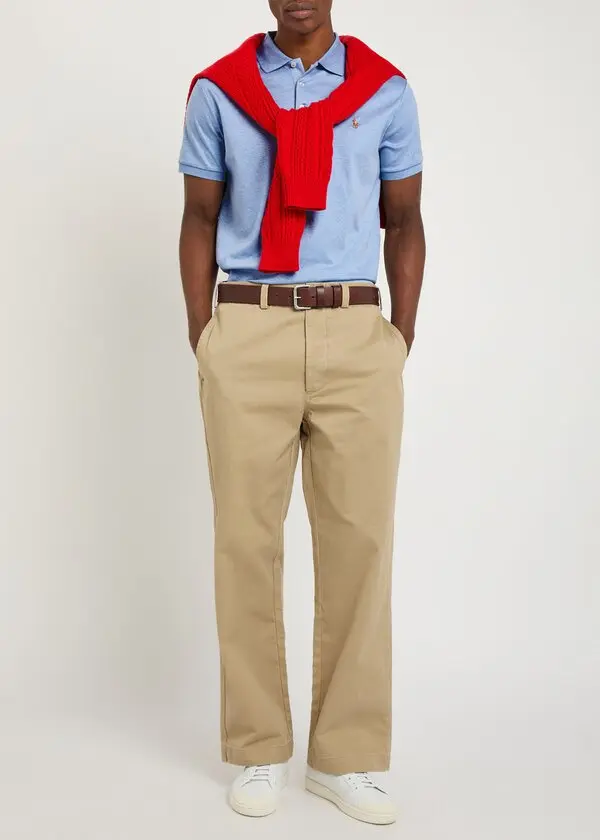 Polo Ralph Lauren Logo-embroidered Cotton Polo Shirt - Light Blue
