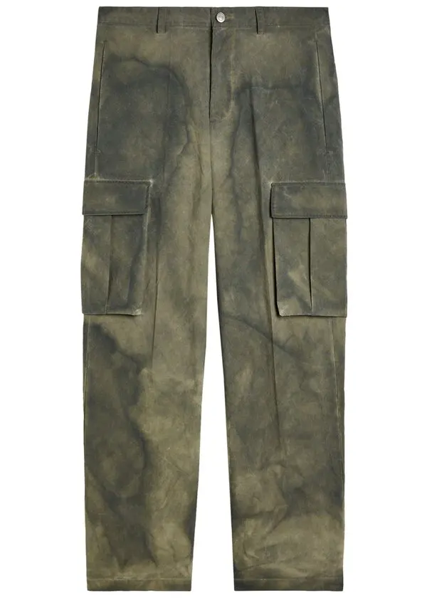 COLE BUXTON Washed Straight-leg Cargo Trousers - Khaki