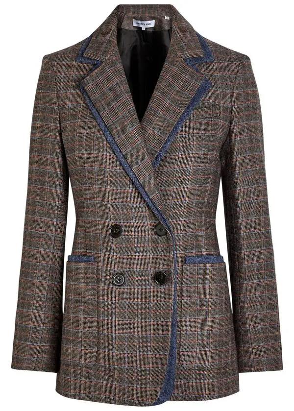 Veronica Beard Hedi Dickey Layered Tweed Blazer - Charcoal
