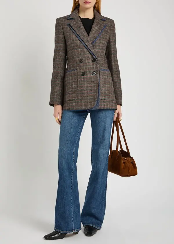 Veronica Beard Hedi Dickey Layered Tweed Blazer - Charcoal