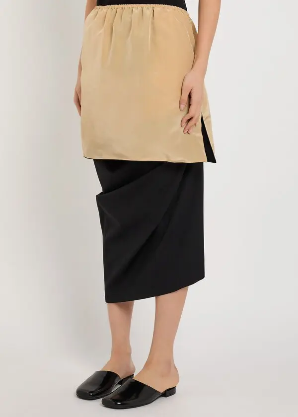 Calvin Klein Sully Layered Wool And Silk-blend Midi Skirt - Black