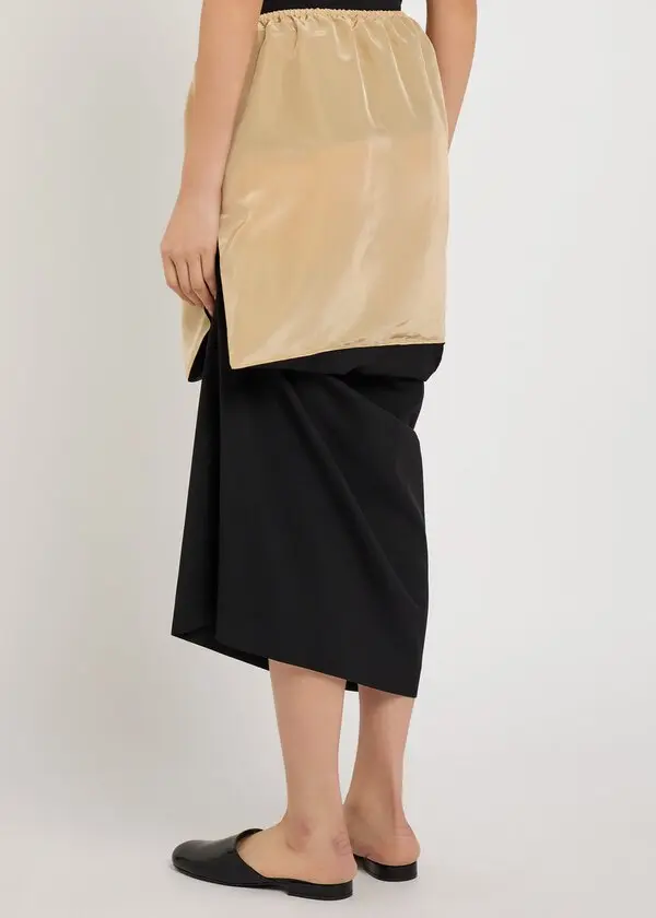 Calvin Klein Sully Layered Wool And Silk-blend Midi Skirt - Black