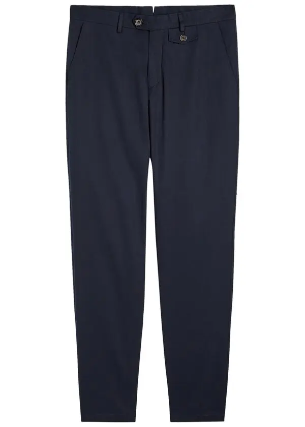 Oliver Spencer Fishtail Cotton Tapered-leg Trousers - Navy