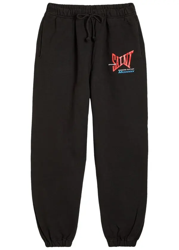 SAINT MXXXXXX Logo-print Cotton Sweatpants - Black