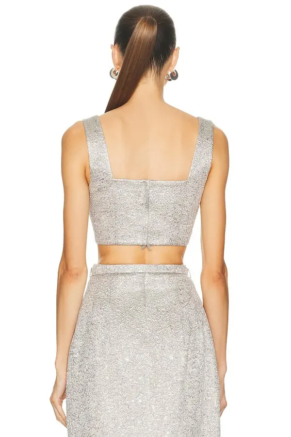 Adam Lippes Beckett Metallic Jacquard Top