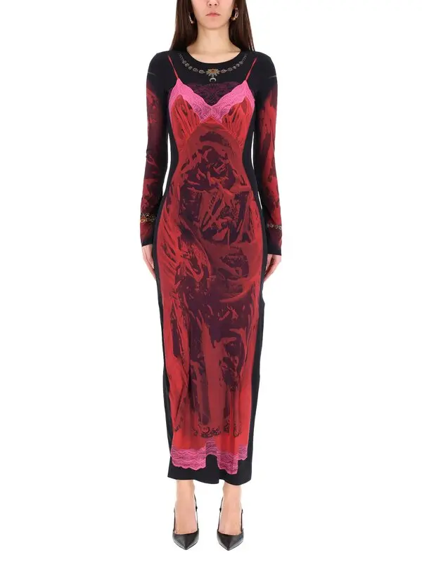 MARINE SERRE Wet Nuisette Midi Dress - Red