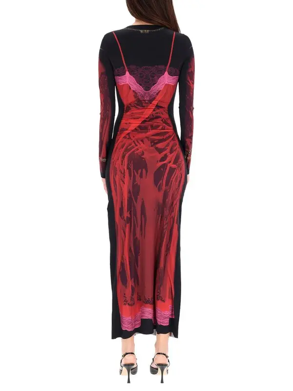 MARINE SERRE Wet Nuisette Midi Dress - Red