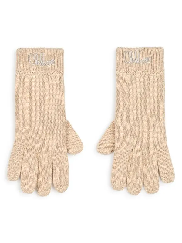 Chloé Gloves With Logo - Beige