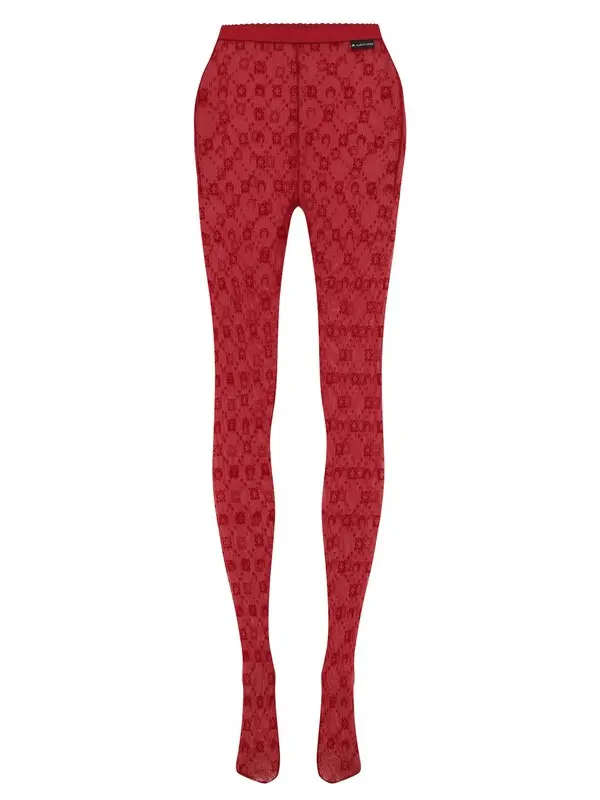 MARINE SERRE Monogram Tights - Red