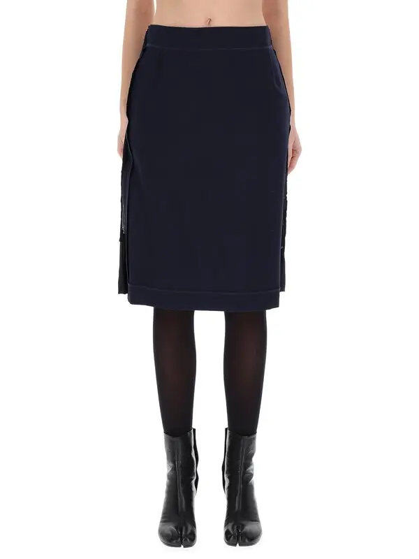 MAISON MARGIELA Midi Skirt With Zipper - Blue