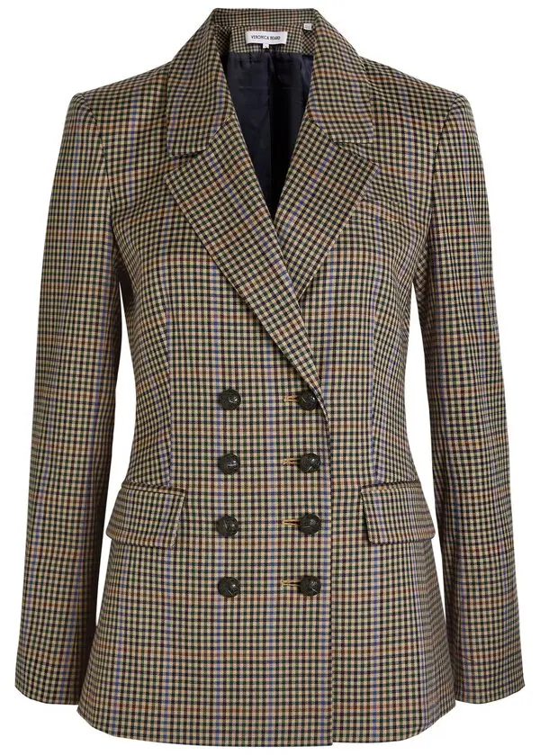 Veronica Beard Claude Dicky Plaid Stretch-wool Blazer - Brown
