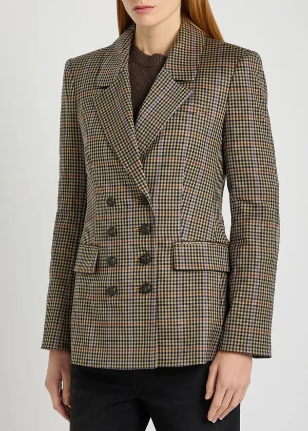 Veronica Beard Claude Dicky Plaid Stretch-wool Blazer - Brown