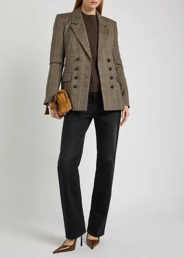 Veronica Beard Claude Dicky Plaid Stretch-wool Blazer - Brown