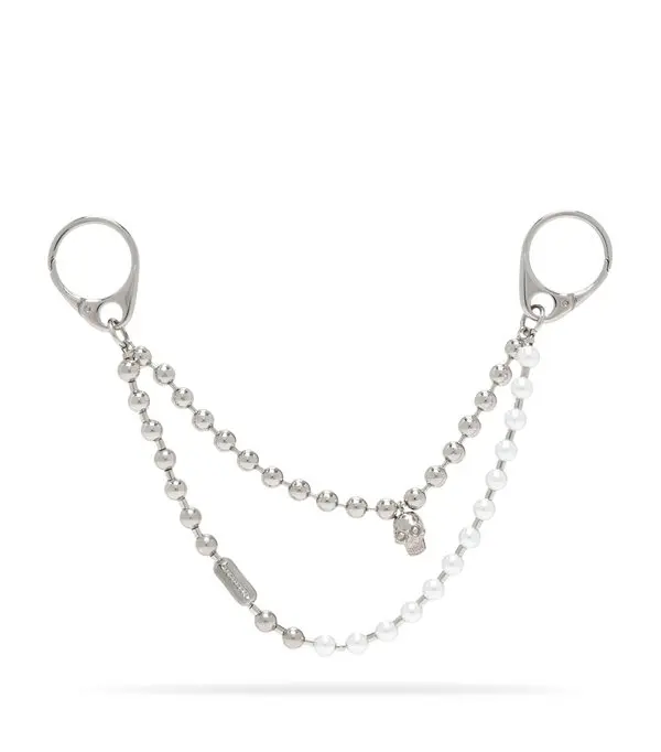 Alexander McQueen Faux Pearl And Skull Charm - Black