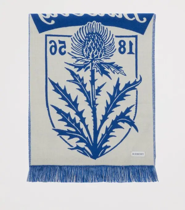Burberry Wool Thistle Shield Scarf - Blue