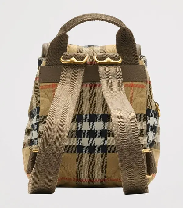 Burberry Mini Check Horseshoe Backpack - Beige