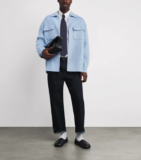 Drole De Monsieur Wool-blend Logo Overshirt