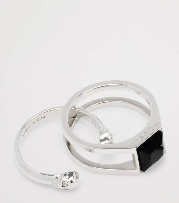 Alexander McQueen Embellished Twin Skull Ring