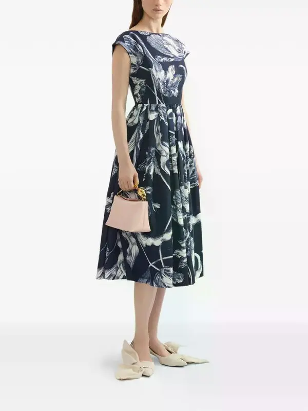 Erdem Floral-print Midi Dress - Blue