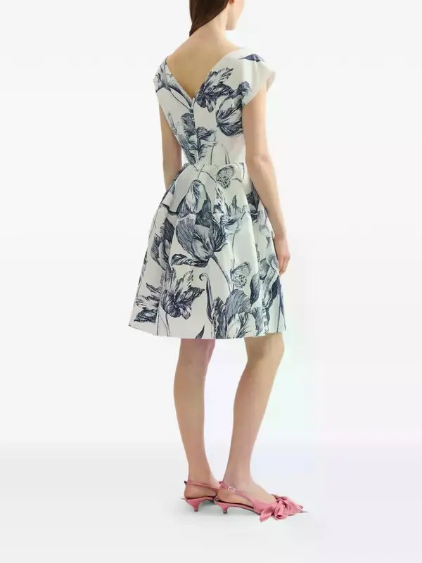 Erdem Floral-print Mini Dress - Neutrals
