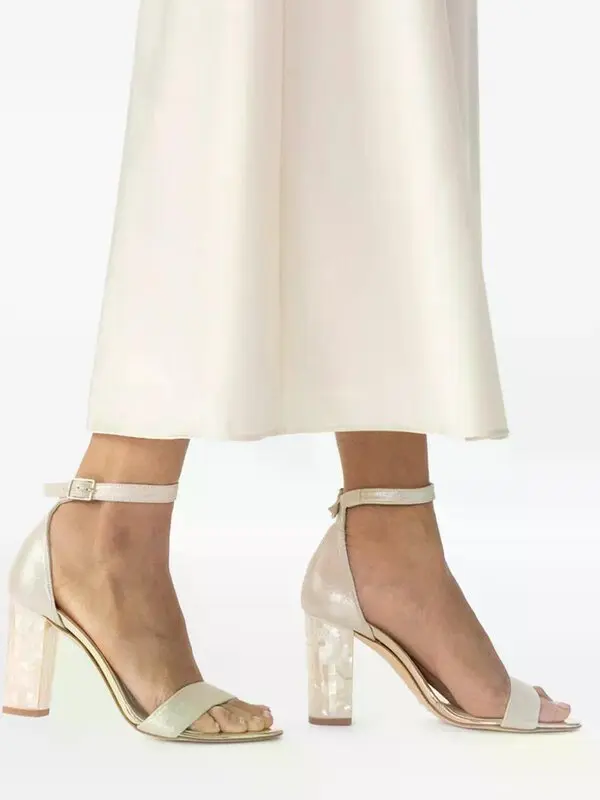 FREYA ROSE Martene Embellished-heel Sandals - Neutrals