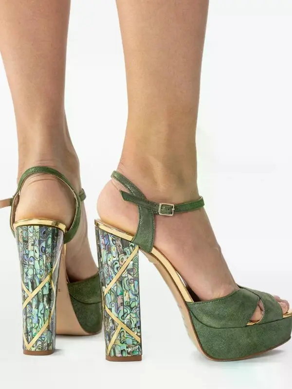 FREYA ROSE Cher Block-heel Sandals - Green