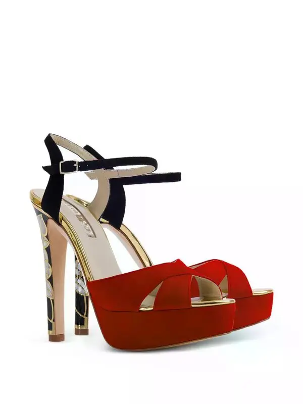 FREYA ROSE Rose In Bloom Heeled Sandals - Red