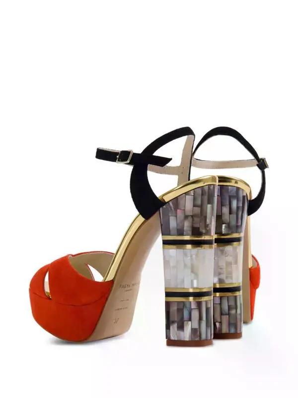 FREYA ROSE Suki Embellished-heel Sandals - Orange