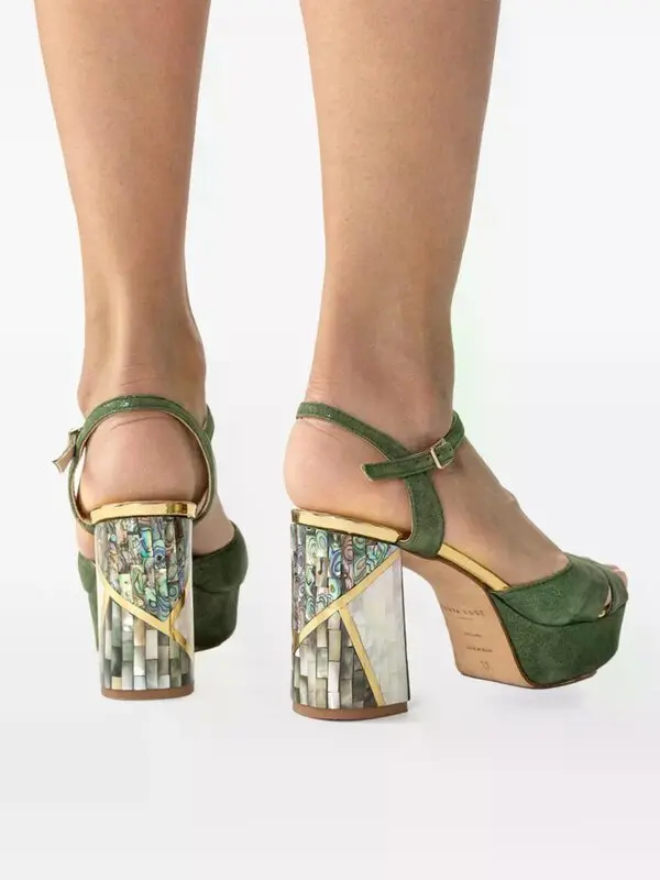 FREYA ROSE Zahra Ankle-strap Heeled Sandals - Green
