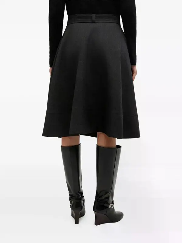GANNI A-line Belted Midi Skirt - Grey