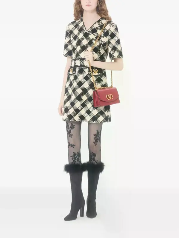 Valentino Garavani Mini Damier-tweed Dress - Black