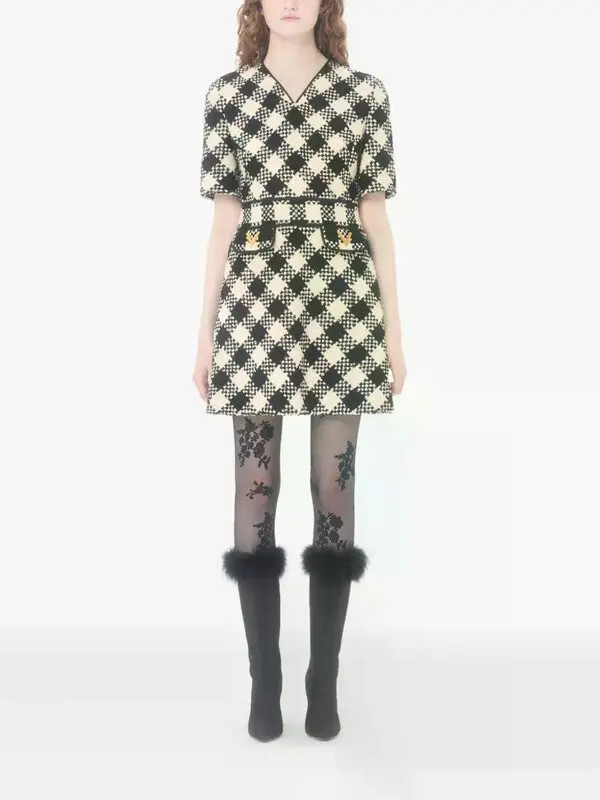 Valentino Garavani Mini Damier-tweed Dress - Black