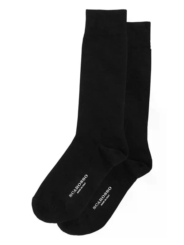 SCAROSSO Ribbed Trim Socks - Black