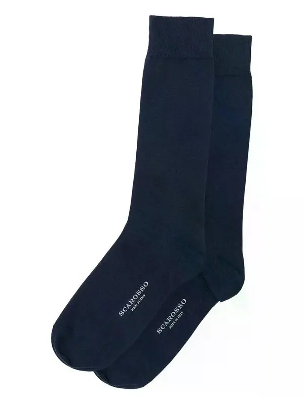 SCAROSSO Ribbed Trim Socks - Blue