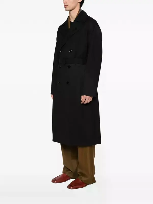LARDINI Belted Double-breasted Coat - Black