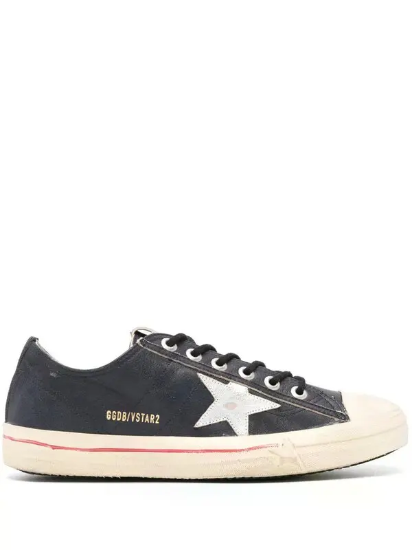GOLDEN GOOSE V-star Distressed-effect Leather Sneakers