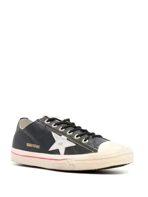 GOLDEN GOOSE V-star Distressed-effect Leather Sneakers