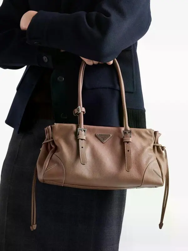 Prada Bonnie Medium Antiqued Leather Tote Bag - Brown