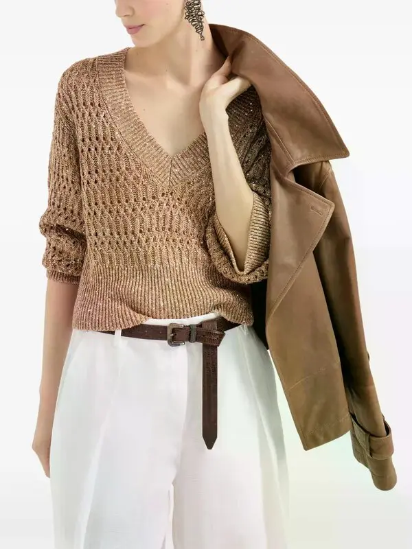Brunello Cucinelli V-neck Sweater - Neutrals