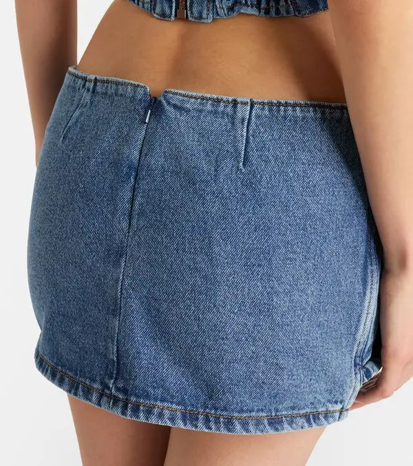 Magda Butrym Floral-appliqué Denim Miniskirt - Blue