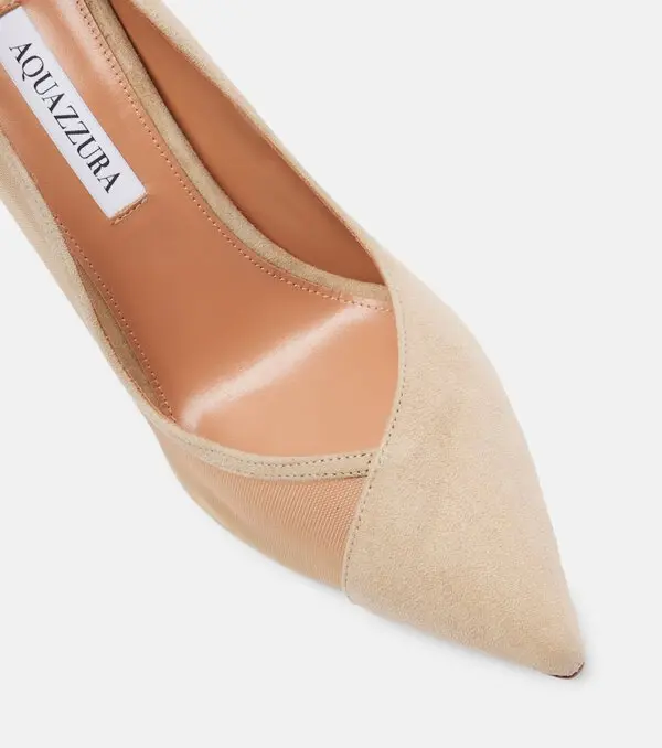 AQUAZZURA Studio 105 Mesh And Suede Pumps - Beige