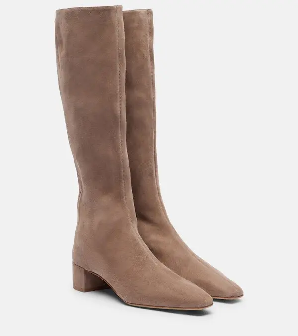 AQUAZZURA Saint Honoré Suede Knee-high Boots - Brown